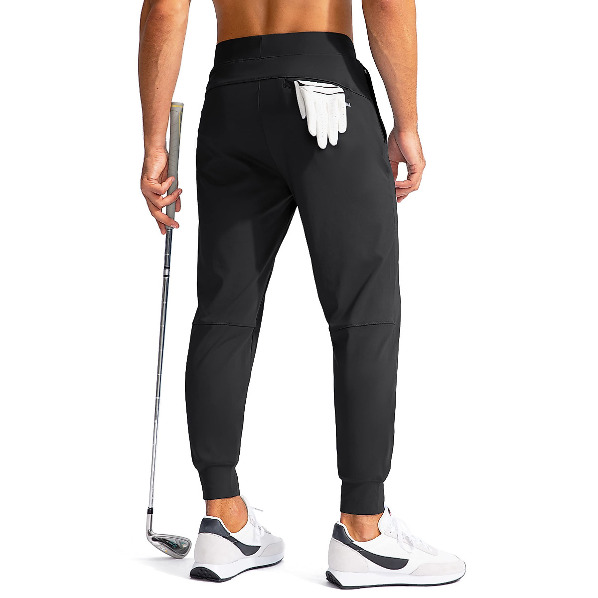 G Gradual Men's Golf Joggers Pants with Zipper Pockets Stretch Sweatpants Slim Fit Track Pants Joggers for Men Work Running (Black, L)