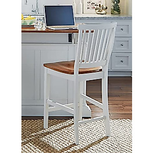 Americana White & Distressed Oak bar Stool, 24", by Home Styles