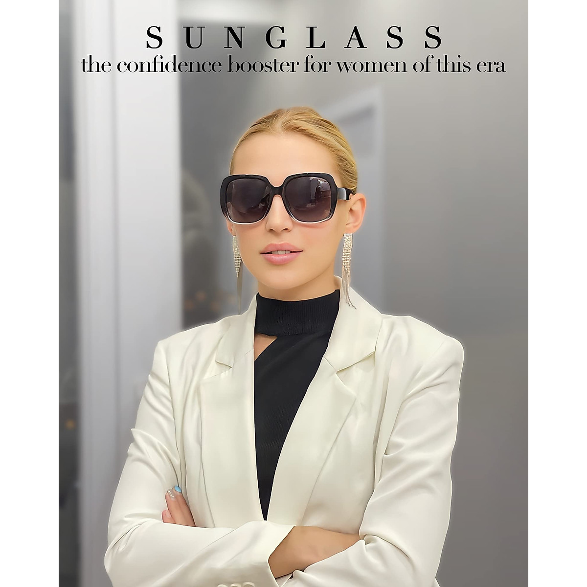 Myiaur Oversized Square Sunglasses for Women Polarized Sunglasses UV Protection for Wide Face for Outdoor Activities