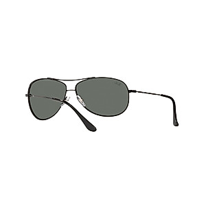 Ray-Ban RB3293 Metal Aviator Sunglasses, Matte Black/Green, 63 mm