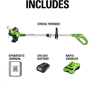 Greenworks 24V 12" Cordless String Trimmer / Edger, 2.0Ah Battery and Charger Included
