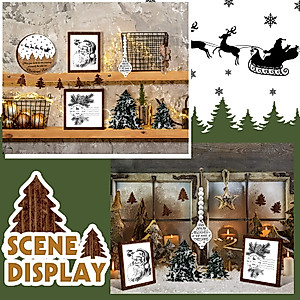11 Pcs Christmas Tiered Tray Decor Set Wood Christmas Table Decor Farmhouse Trees Santa Claus Reindeer Pine Cone Wooden Tabletop Signs for Xmas Home Party