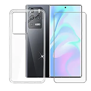 AQGG Tempered Glass Film + Cover for ZTE Axon 30 Ultra 5G [6.67inch], 9H Hardness Screen Protector and Soft Silicone Case Bumper Shell Transparent Protective TPU Cases -Clear