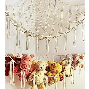 Stuffed Animal Storage Hammock or Net - Large Toy Hammock Net for Stuffed Animals Corner - Hanging Stuff Animal Organizer Holder Ideas for Plush Plushie Display - Ceiling Pet Nets on Wall Bedroom