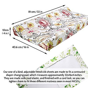 Baby Floral Diaper Changing Pad Cover Cradle Mattress Sheets, Infant Stretchy Fabric Changing Table Cover Changing Mat Cover Baby Nursery Diaper Changing Pad Sheets (Floral)