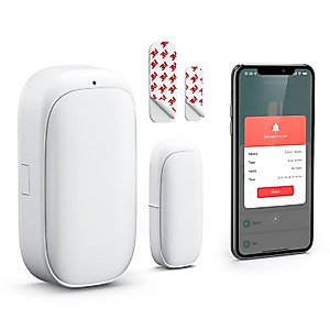 Door Alarms for Home Security, Real-time Wireless Door Sensor, Personal Security Window and Door Alarm, WiFi Door Open Contact Sensors for Kids Safety, Works with TUYA App, Easy to Install, 1 Pack