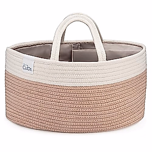 Comfy Cubs Diaper Caddy Organizer- Large Portable Baby Diaper Caddy Nursery Storage Bin and Car Travel Basket and Baby Changing Pad, Portable Diaper Changing Pads Bundled