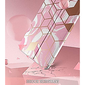 Popshine Marble Series Designed for Samsung Galaxy Tab A 10.1 2019 Case, Model SM-T510/T515, Full Body Premium 360 Degree Protective Folio Cover with Built-in Screen Protector, Liquid Marble Pink