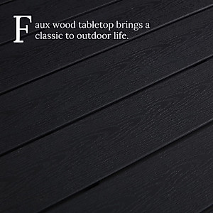 VICLLAX Patio Dining Set for 4, All Weather Outdoor Furniture Set Include Reclangle Patio Table and 2 Grey Outdoor Benches