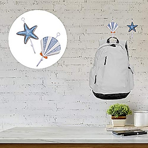 Cabilock 2Pcs Mediterranean Wall Hooks Clothes Hooks Sea Shell Coats Hat Key Rack Towels Hangers Nautical Decorative Hooks for Home Bedroom Beach Coastal Ornaments