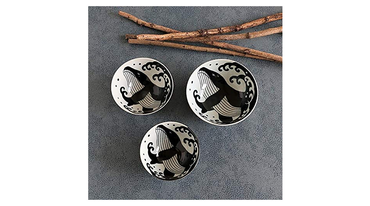 MINORU TOUKI Blue Ceramic Rice Bowl Set of 2