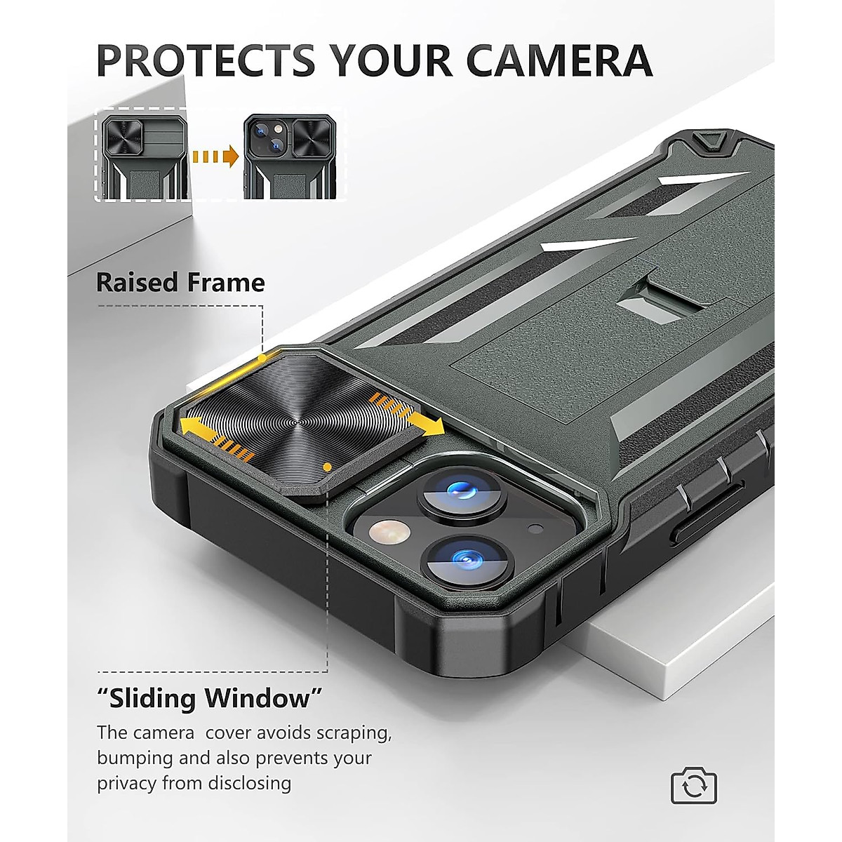 SOiOS for iPhone 13 iPhone14 Case with Stand: iPhone 13 iPhone14 Cover with Kickstand | Shockproof Military Grade Protective Cell Phone Case | TPU Durable Rugged Bumper Textured Matte Hybrid Design