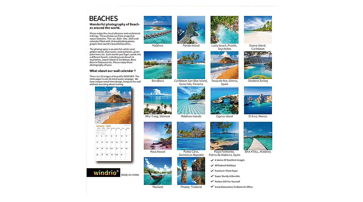 2024-2025 Wall Calendar with Beach Scenes | Organize & Plan