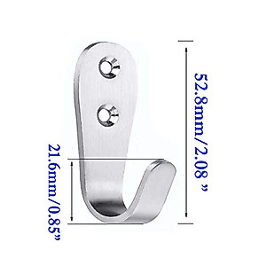 FGen 20pcs Stainless Steel Hooks Hanging Hooks Single Hooks Solid Hooks Family Hotel Bathroom Accessories Hook Hook