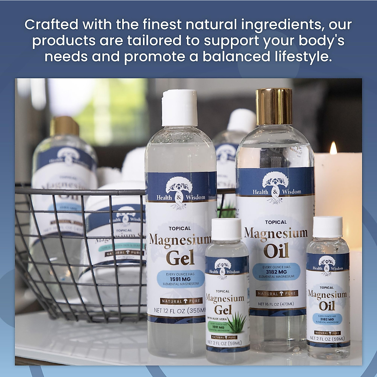 Health and Wisdom Topical Magnesium Oil - Pure Magnesium Oil, Magnesium Oil for Feet, Transdermal Magnesium Oil for Bath, Magnesium Massage Oil, Magnesium Chloride Oil, Magnesium Soak - 128 Fl Oz