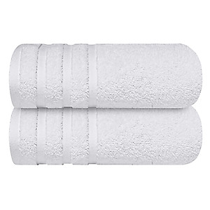 Infinitee Xclusives 100% Cotton Luxury Bath Towels Set of 2 (27x54 Inches), Soft, Absorbent, Quick Dry, Perfect Towels for Bathroom, Gym, Spa & Hotel |Brilliant White|
