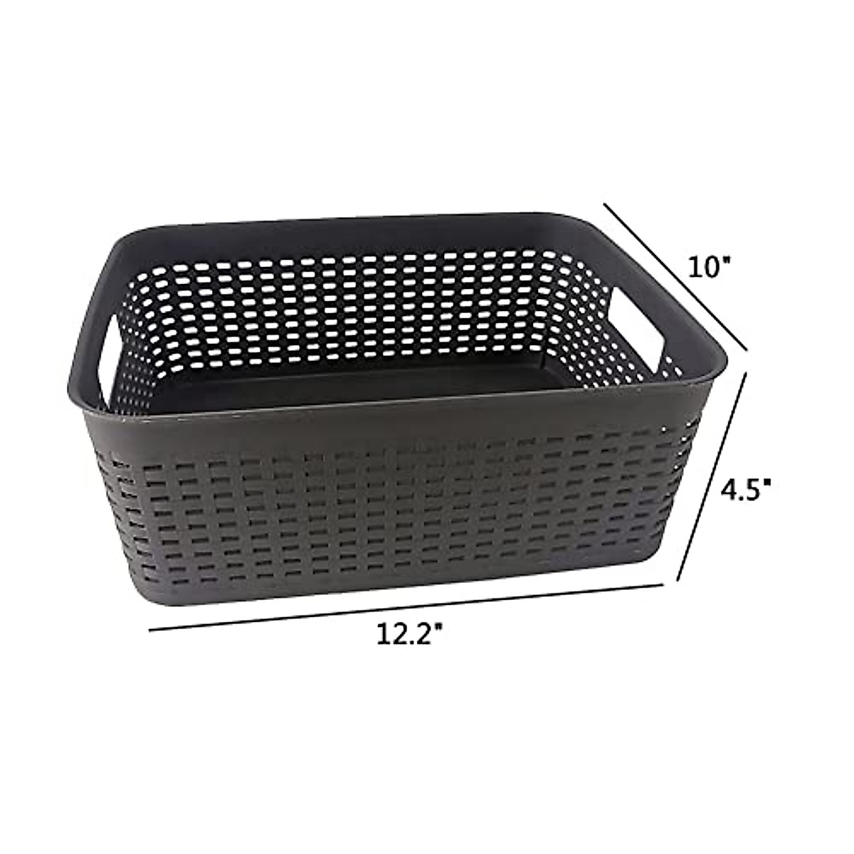 LIQIU 4-Pack Plastic Storage Basket Bins,Plastic Storage Baskets for Organizing,Weave Basket Organizer for Kitchens,Classrooms,Bathroom(12.2" × 10" × 4.5",Black).