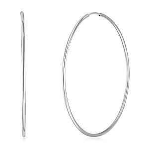 14k REAL White Gold 1.5mm Thickness Endless Hoop Earrings (55 x 55 mm)