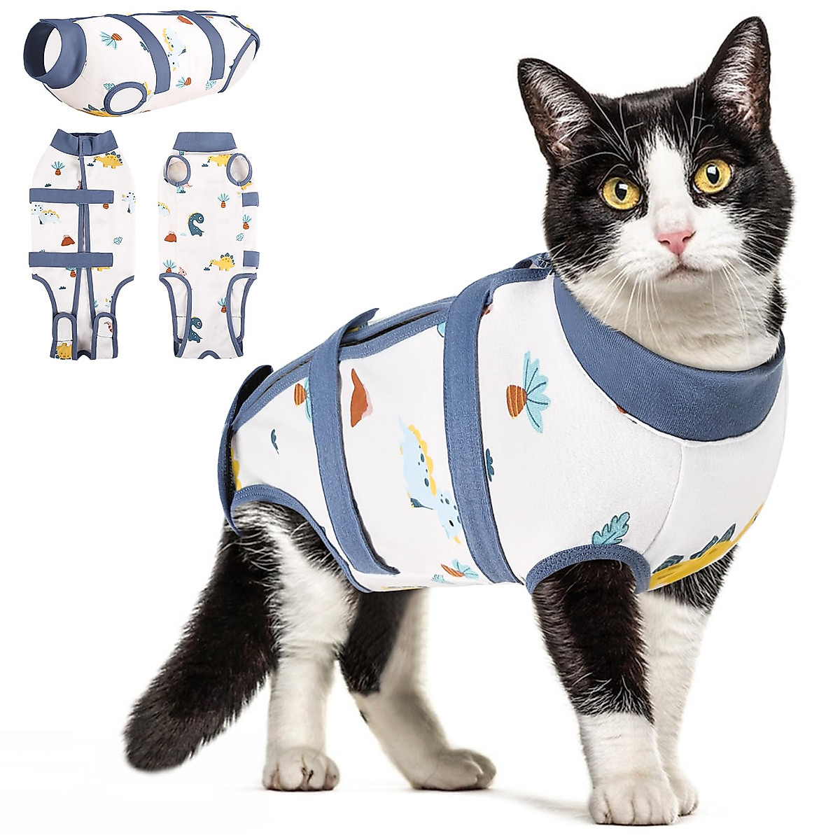 SUNFURA Cat Recovery Suit, Breathable Cat Surgery Recovery Suit Kitten Onesie for Cats After Surgery, Cat Surgical Spay Suit Male Female E-Collar Alternative Anti Licking Wounds, Blue L