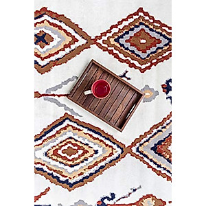 Furnish my Place Moroccan Diamond Rug - 5 ft. x 8 ft, Ivory, Geometric, Accent Rug with Transitional Style