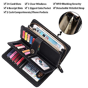 FALAN MULE Women's Wallet Genuine Leather RFID Blocking Large Capacity Trifold Ladies Wallet