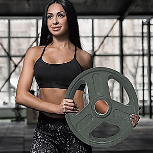 Multiple Olympic 25LB Weight Plate, Bumper Plates Barbell Weights with 2 Inch Grip for Strength Training Weightlifting Weight Loss Home Gym Equipment (3-hole 25lb plate GN)