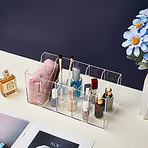 Juexica 2 Pieces Belt Organizer Clear Acrylic Storage Holder 5 Compartments Display Case Bow Tie Container for Men Closet Watch Jewelry Cosmetics Makeup