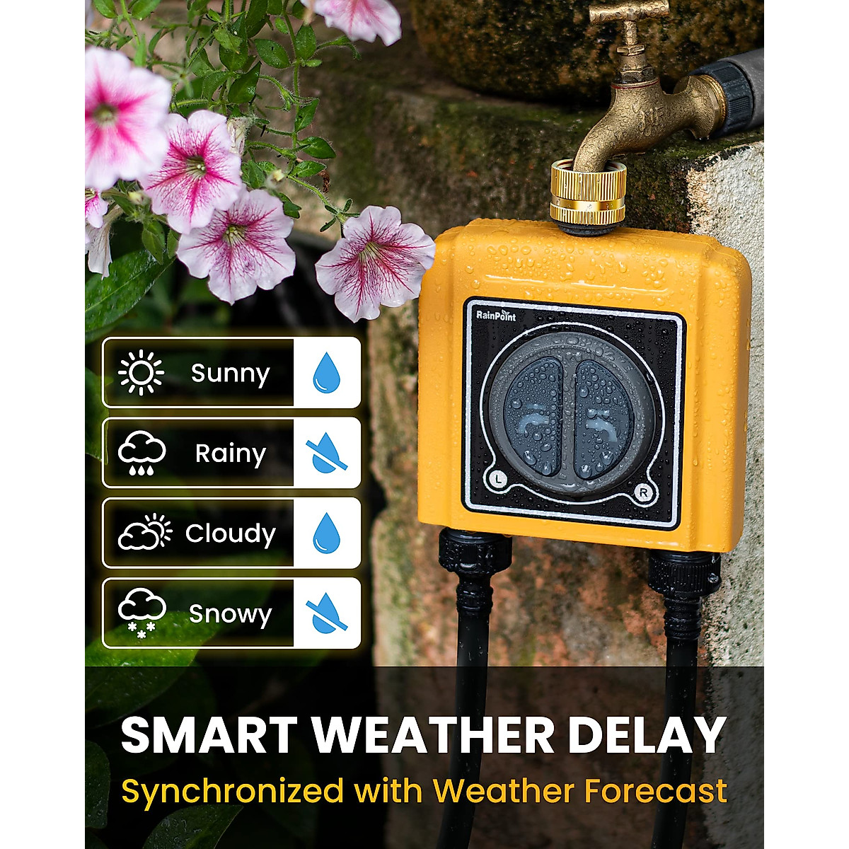 RAINPOINT Sprinkler Timer, WiFi Hose Timer, Smart Water Timer for Garden, Drip Irrigation Controller System with Wi-Fi Hub Automatic Manual Watering, Alexa APP Voice Control, V2, 2023 Release