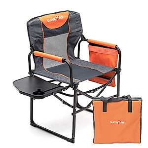 SUNNYFEEL Camping Directors Chair, Heavy Duty,Oversized Portable Folding Chair with Side Table, Pocket for Beach, Fishing,Trip,Picnic,Lawn,Concert Outdoor Foldable Camp Chairs