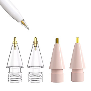 Compatible with Upgraded Pen Pencil Tips fits for Apple 2nd 1st Gen iPad Pro Pencil, Replacement iPencil Nibs for iPad Pro Pencil,No Wear Out Fine Point Precise Control Resistance Clear&Pink