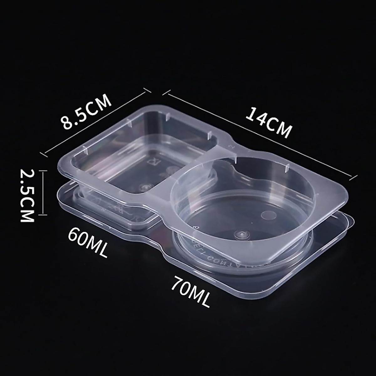 Double Compartment Condiment Container, Double Compartment Snack Containers, Double Condiment Containers with Lids, Reusable 2 Compartment Snack Containers for to-go Sauce, Side Dishes (#A, 15pcs)