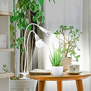 SANSI LED Grow Lights for Indoor Plants, 300W Full Spectrum Clip-on Gooseneck Grow Light with Ceramic Tech.,20W Power Plant Light with Optical Lens for High PPFD, Lifetime Free Bulbs Replacement White