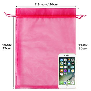 HRX Package 100pcs Large Organza Bags, 8x12 inch Mesh Gift Drawstring Pouches Goodie Bags Assorted Colors for Christmas Shower Party Favors Samples