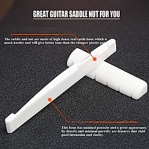 6 String Acoustic Guitar Bone Bridge Saddle and Nut Real Bone Parts for Acoustic Guitar Replacement