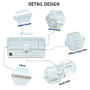 Ayzololo Storage Box Folding Plastic Organizer with Handle 3 Layers Portable Lockable Case for First Aid Storage Box Tool Sewing Pill Case Toy Lego Stationery Organizer Art Craft Cosmetic Tackle Box