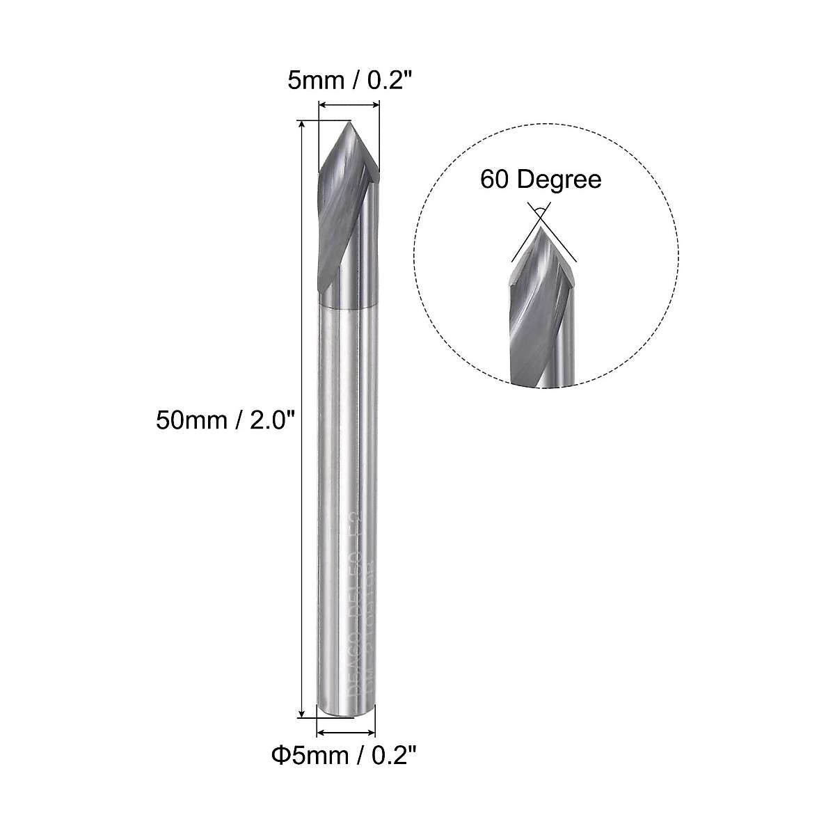 uxcell Spotting Drill Bits 5mm Dia 5mm Shank 60 Degree Solid Carbide AlTiSin Coated 2 Flutes Round Shank Drilling Cutter