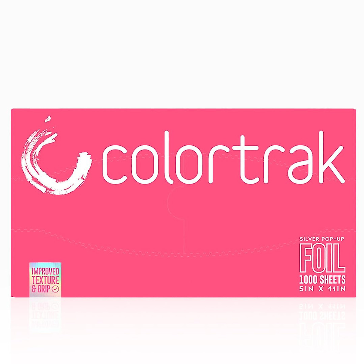 Colortrak Embossed Sheets Silver Aluminum Foil Pop-up Dispenser, 1000 Pre-cut Sheets Non-slip Textured Silver 5 x 11 Sheets for Hair Foil Coloring and Highlighting Sheet Applications