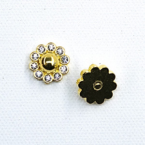 50 pcs Rhinestone Faux Pearl Buttons Accessory Decoration Craft for DIY Scrapbooking Embellishments Wedding Bouquet Flower Centre Home Decor 14mm (Gold)