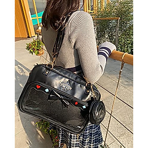 Eien Kaliforua Ita Bag Cute JK Uniform Bag Double Window Sweet PU Leather ita Bag Kawaii Pins Bag+cute small bag