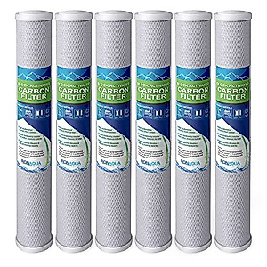 Standard Whole House Coconut Shell Carbon Block 5 Micron Water Filter 20” x 2.5” Fits 20” x 2.5” Housings. Remove Chlorine and Bad Odor. Compatible with C1-20, HX-CB-25-2010, F3WCB32 Pack of 6