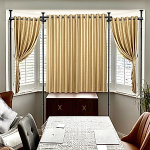 Room Divider Curtain Rod - 4-10ft(H) 28-171inch(W) No Drilling Tension Curtain Divider for Room Separation, Heavy Duty Portable Curtain Stand Space Partition, Wall Divider for Room Separator - Black
