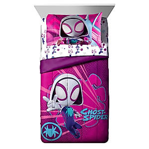 Marvel Spidey & His Amazing Friends Ghost Spider Gwen 5 Piece Twin Bed Set - Bedding includes Comforter & Sheet Set - Super Soft Fade Resistant Microfiber