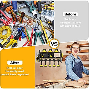 Samyoung Power Tool Organizer Wall Mount with 5 Drill Slots Drill Rack Heavy Duty Floating Tool Shelf Power Tool Organizer Power Tool Holder for Handheld & Cordless Drill Tools | 5 Holders