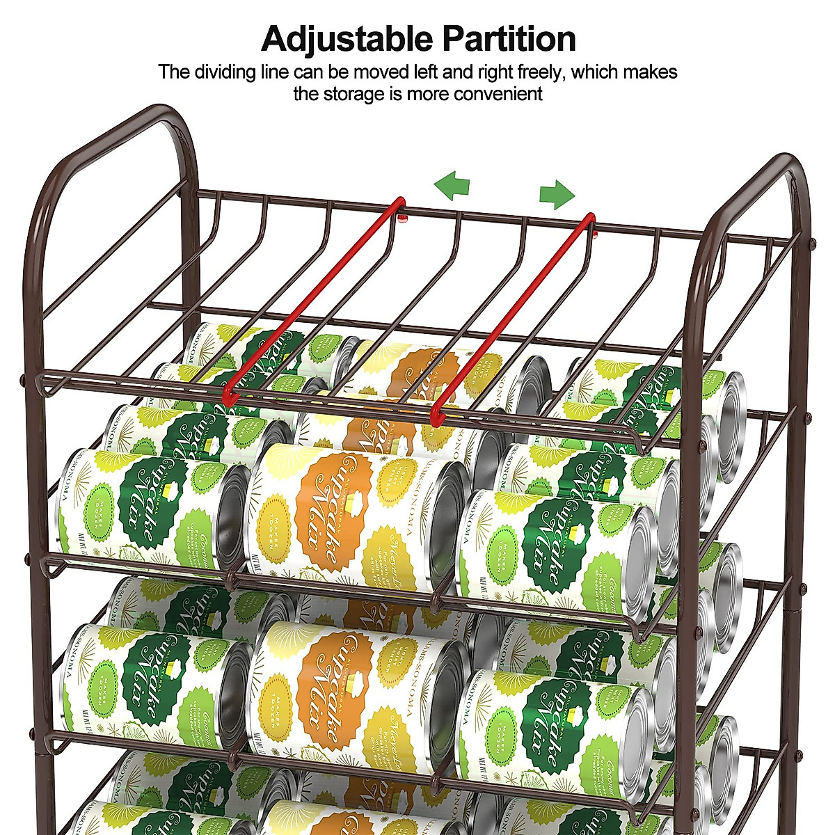 DOMYDEVM Can Rack Organizer 7-Tier Can Storage Organizer Free Standing Beverage Soda Can Storage Dispenser Holder for Kitchen Pantry, Bronze