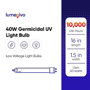 lumenivo UV Lamp 602805 for Viqua/Trojan Max C D D4 Systems 40 Watt UV Replacement Bulb - Germicidal UV Light Bulb Low Ozone with B29-I 4 Pin Large Round with Barriers - 1 Pack