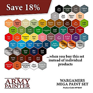 The Army Painter Mega Paint Set (60 Paints Plus 100 Rust-Proof Mixing Balls) - Mega Brush Set Bundle - Miniature Painting Kit of 60 Acrylic Paints and 10 Wargamer Miniature Paint Brushes