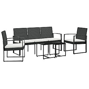 Makastle 5-Piece Patio Bistro Set with Coffee Table & Wicker Armrests, Small Patio Conversation Set, All Weather PE Rattan Chairs Backyard Garden Furniture