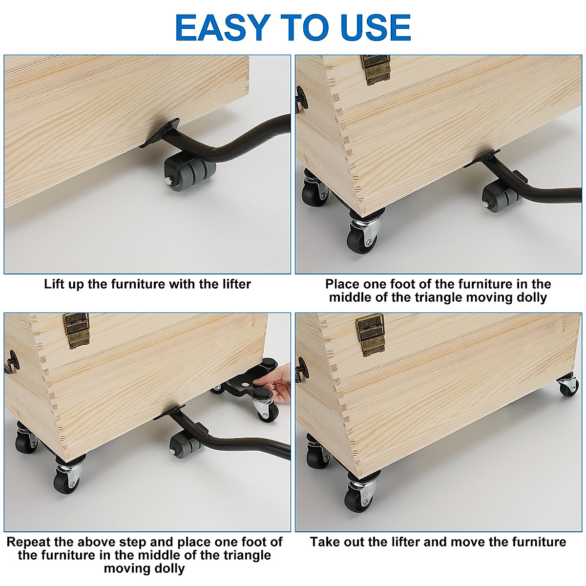 Insdawn Furniture Dolly,Furniture Sliders with Lifter, Moving Dollies with Wheels Heavy Duty 500 LB Load Capacity,3-Wheel Furniture Movers Tools Lifting Equipment, 4 Pack with Furniture Lifter, Black