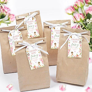 Jollyboom 50Pcs Fairy Thank You Gift Tags, Fairy Theme Gift Tags Thank You for Celebrating with US Tags Double-Sided Printing for Girl Birthday Baby Shower Wedding Bridal Shower Party