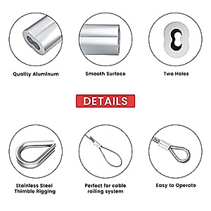 Sanuke Wire Rope Crimping Swaging Tool Cable Crimps up to 2.2mm(2/32inch) with 160pcs 4sizes Aluminum Double Barrel Ferrule Loop Sleeve and 10pcs Stainless Steel Thimble Assortment Kit